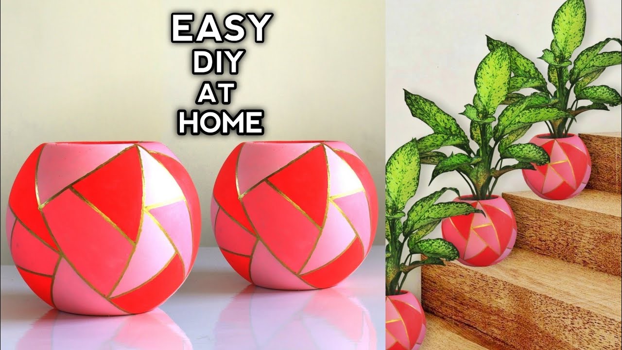 Cement Pot Making At Home | DIY Plant Pots With Newspaper | Pottery ...