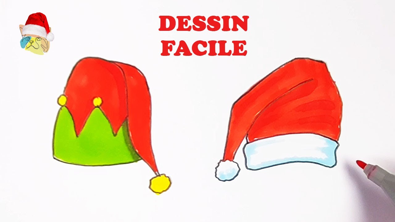 comment dessiner un bonnet de noël - YouTube