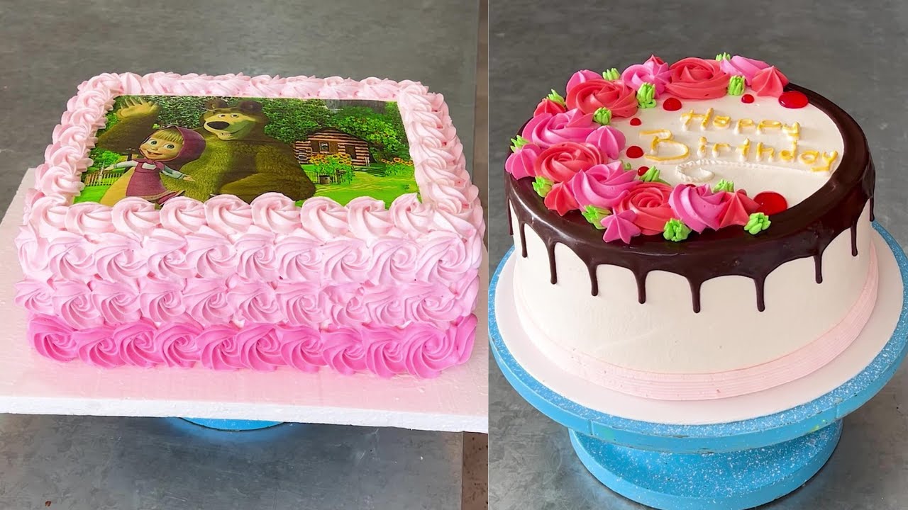 Masha and the bear square cake decoration - YouTube
