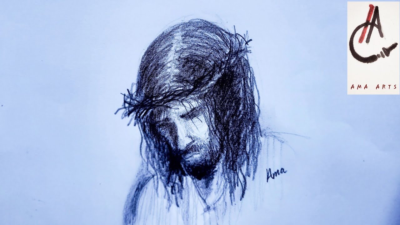 How to draw Jesus Christ 》 Easy Pencil Art 》 step by step Jesus Drawing ...