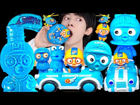 ASMR ICE CREAM BLUE PORORO JELLY RECIPE PARTY 직접 만든 블루 뽀로로 꿀젤리 먹방 DESSERTS MUKBANG EATING SOUNDS