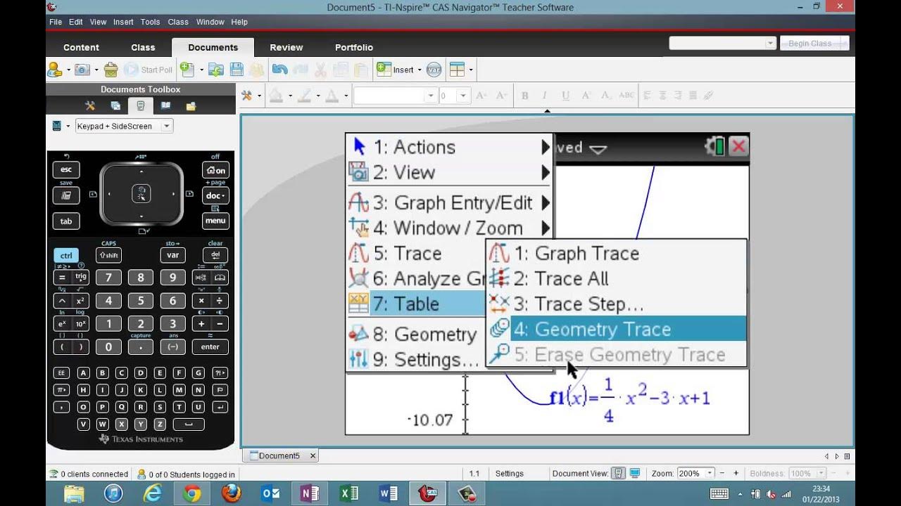 TI-Nspire Tutorial 5 - Graphing - Finding the value of the function by tracing - YouTube