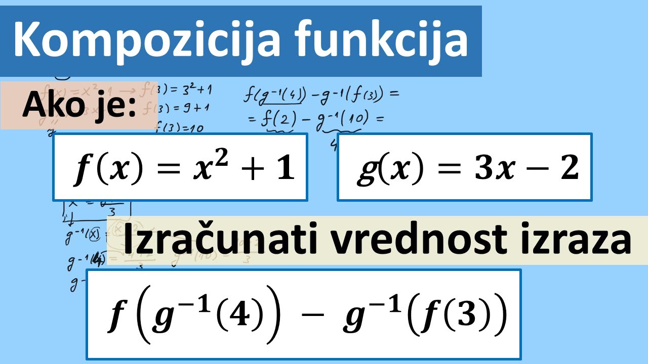 Kompozicija funkcija, vrednost funkcije u tački, inverzna funkcija ...