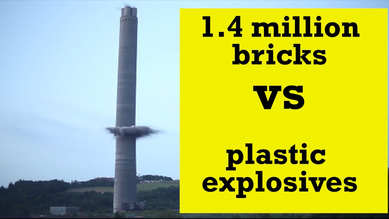 1.4 million bricks fall from the sky - tower splits in two. - YouTube