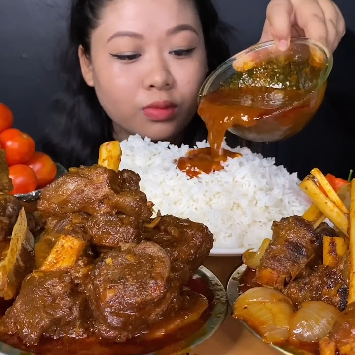 ASMR: EATING SPICY MUTTON CURRY🔥 BASMATI RICE || #shorts #mukbangn#asmreating #mukbangasmr #asmr ...