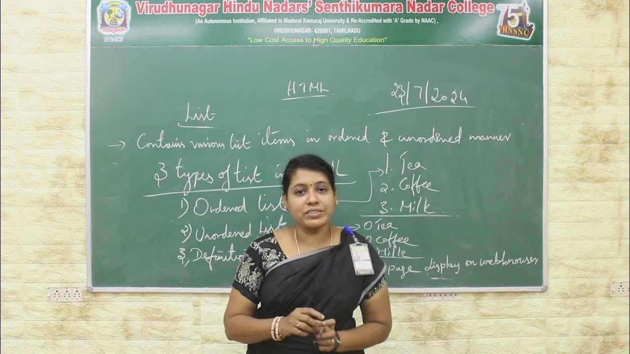 List | HTML | V.H.N.S.N.College (Autonomous) - YouTube