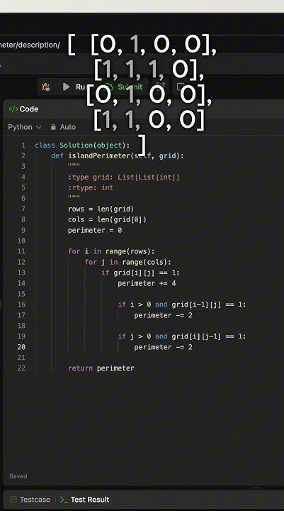Leetcode 463 - Island Perimeter #coding #python #faang #programming #leetcode - YouTube