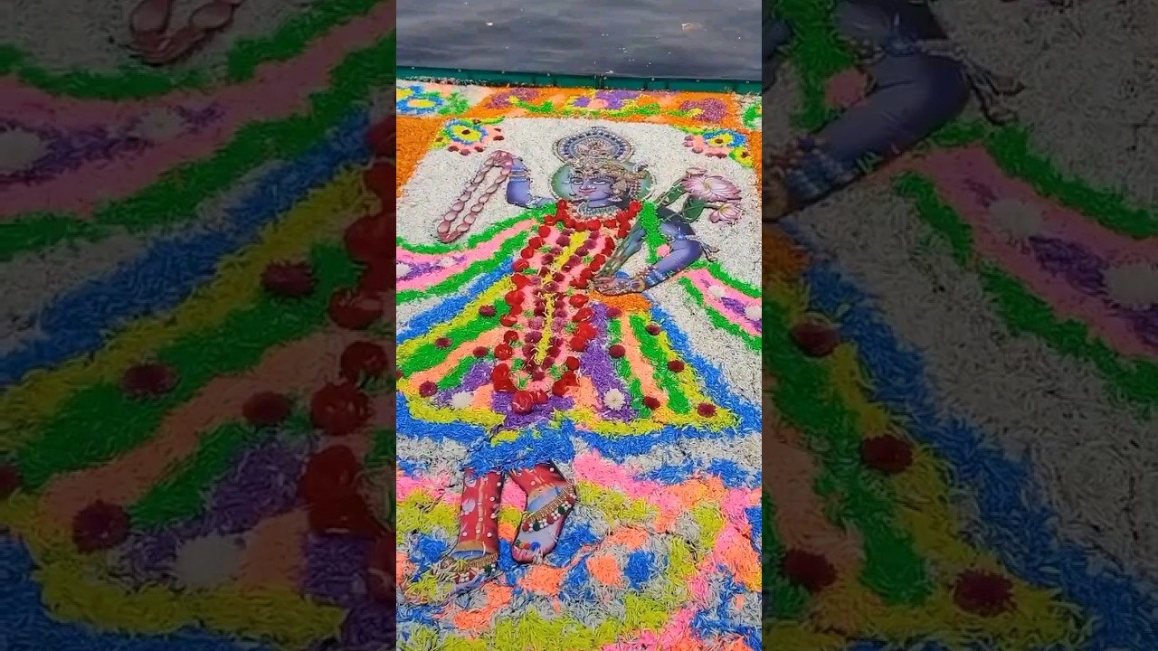 Gangadevi Rangoli with flowers on occasion of Ganga Pushkaral #Ganga# ...