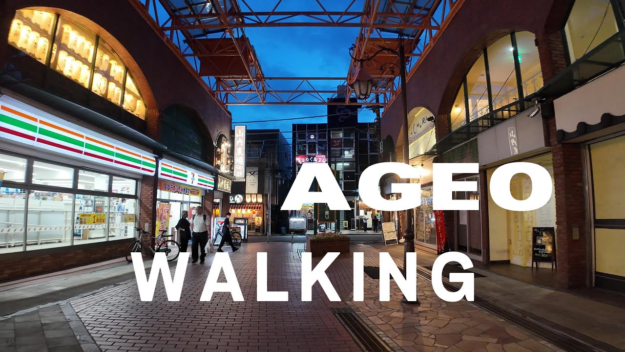 Night Walk in Ageo Japan | Train Crossing (Fumikiri), Pedestrian Street ...