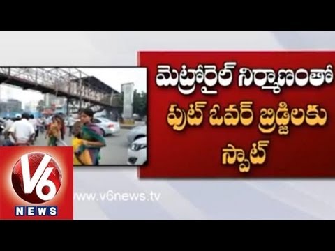 Metro Rail Construction - Foot Over Bridges Need to Remove - GHMC - YouTube