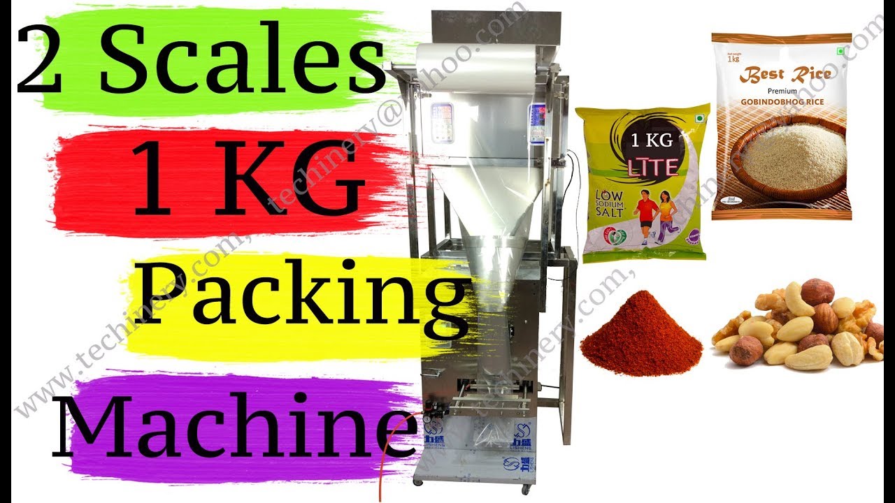 1kg packing machine with two scales and pneumatic driven - YouTube