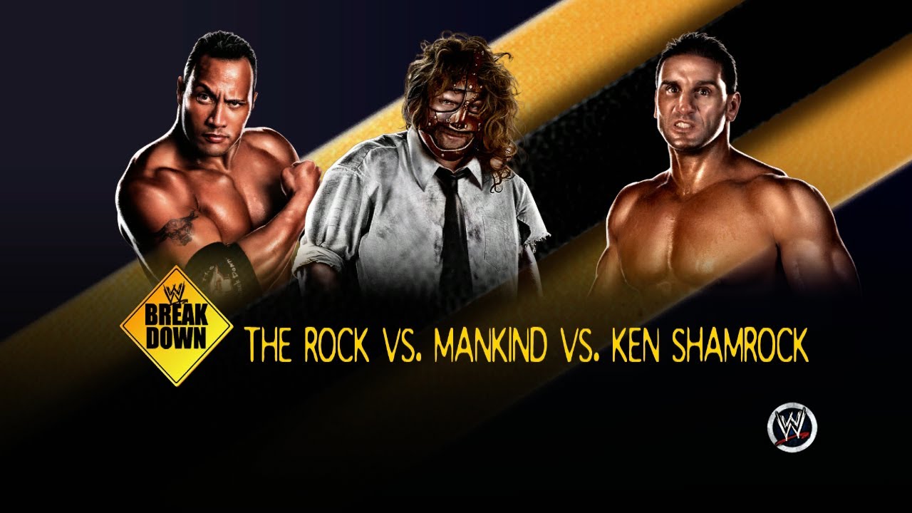 WWE '13 The Rock vs. Mankind vs. Ken Shamrock 9/27/1998 (Brothers of ...