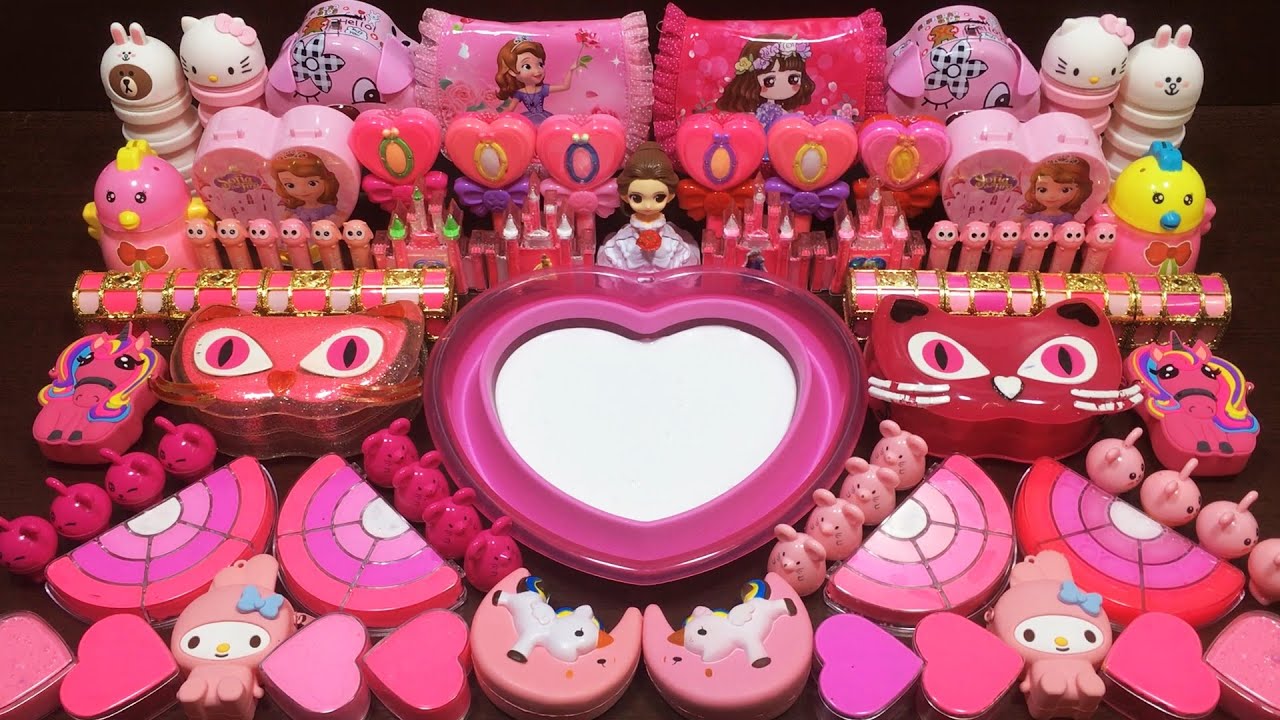 SPECIAL PINK SLIME | Mixing Beads and Glitter into Glossy Slime ...