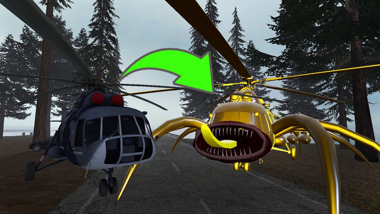 HELI TURN INTO GOLD HELICOPTER EATER MONSTER from Forest ! garry's mod ...