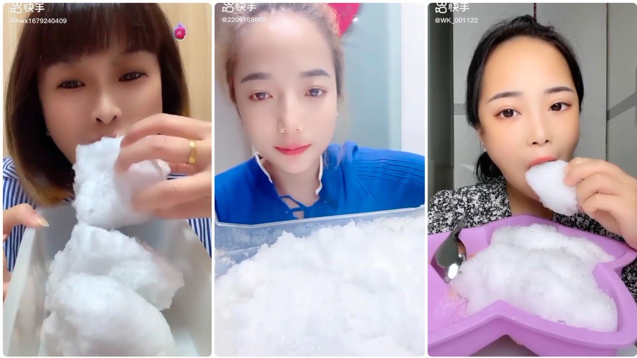 WHITE ICE EATING ASMR 💙 ICE EATING ASMR 💙 Snow-white ASMR 💙 - YouTube