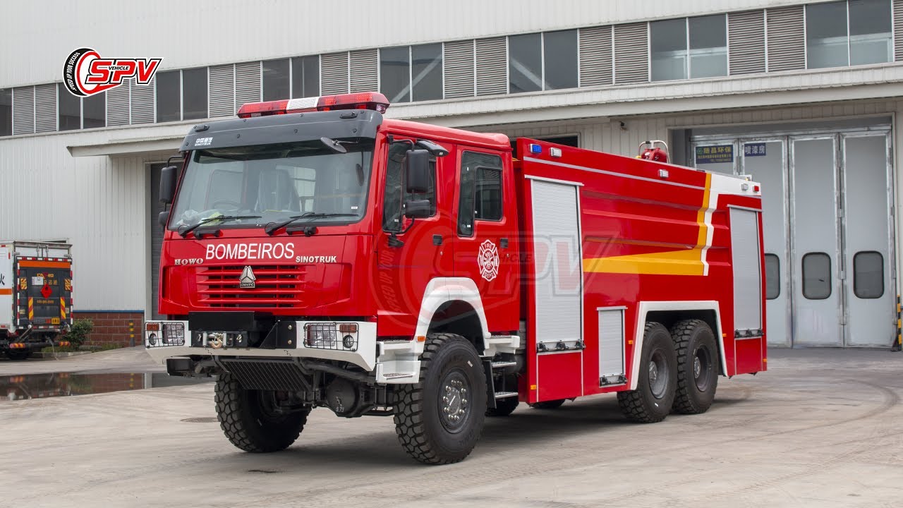 Sinotruk RHD off-road fire fighting truck with 8 tons front electric ...