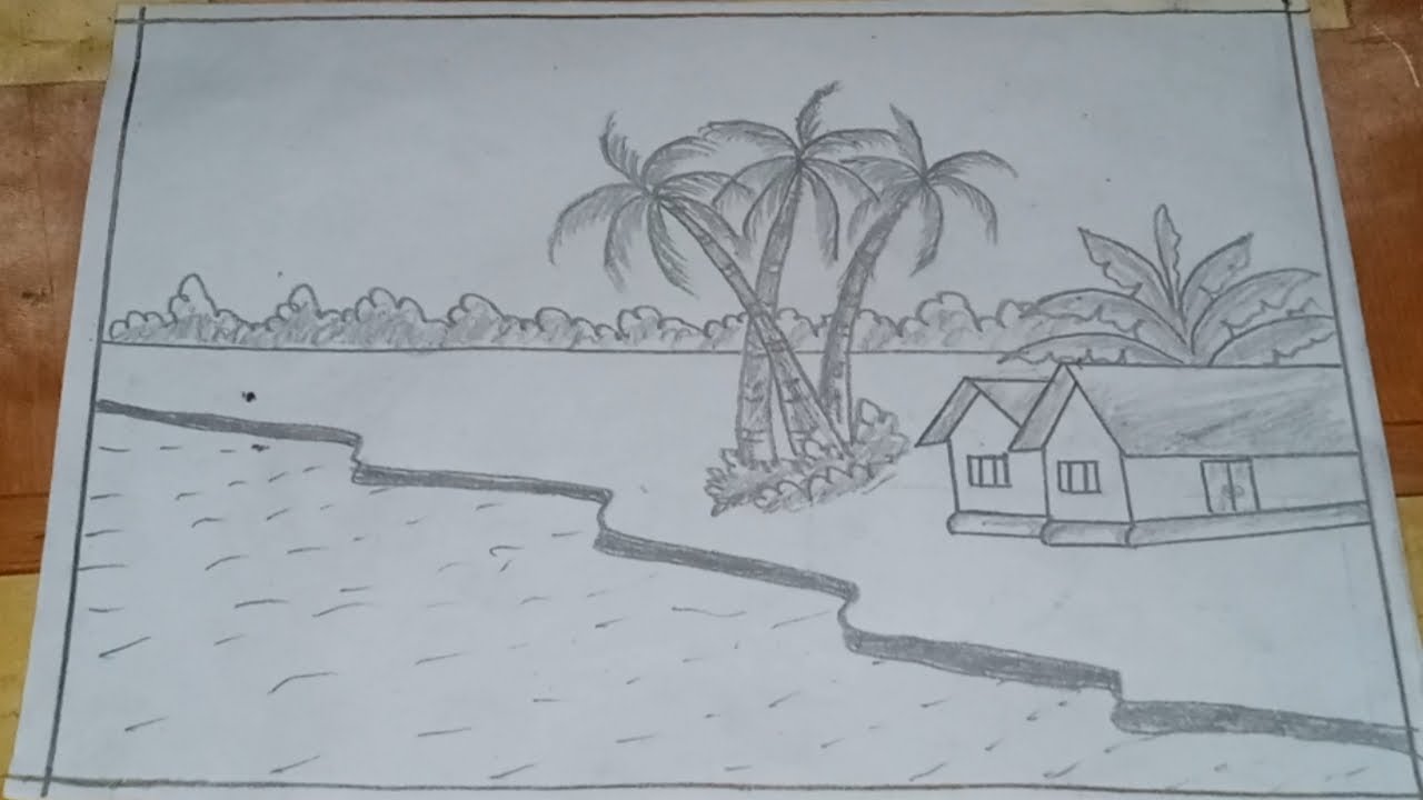 How to draw a beautiful scenery || art video || Hasina cook and vlog ...