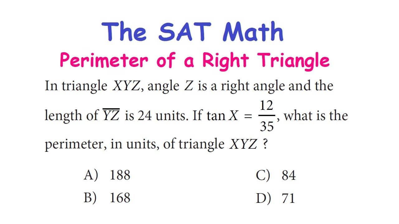 The SAT Math - Finding Perimeter of a Right Triangle - YouTube