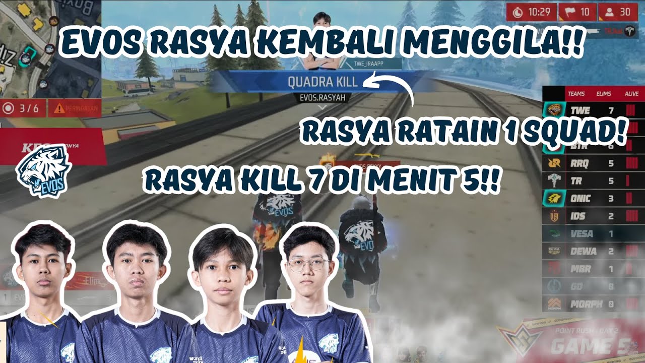 EVOS RASYA RATAIN 1 SQUAD! DI MATCH 5 FFWS ID 2024 SPRING - POINT RUSH ...