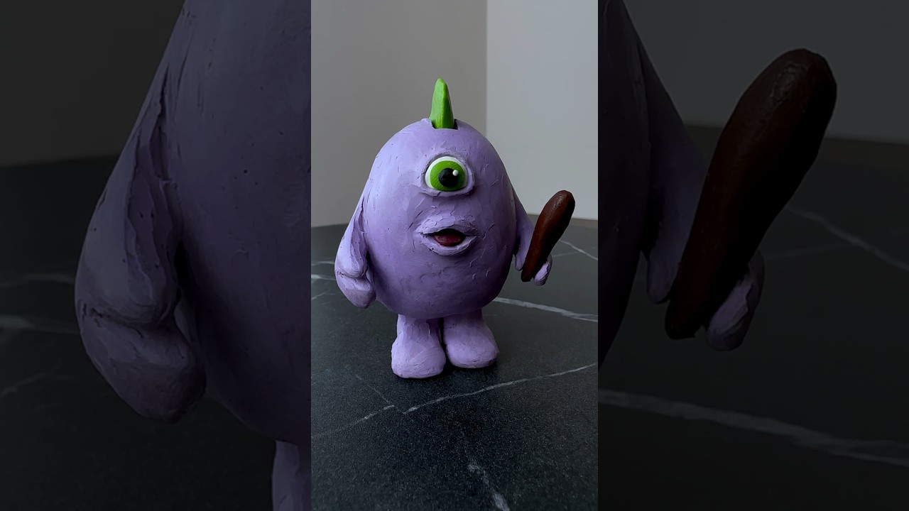 I made Grimace but it’s Cyclops😳 #sculpting #art #clay #plasticine # ...