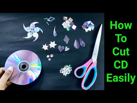 How To Cut CD Easily / Without Breaking CD Cut Ideas / पुरानी सीडी को ...