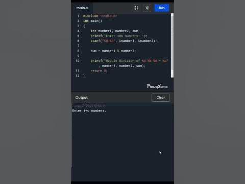 Modulo Division of two numbers in C program - YouTube