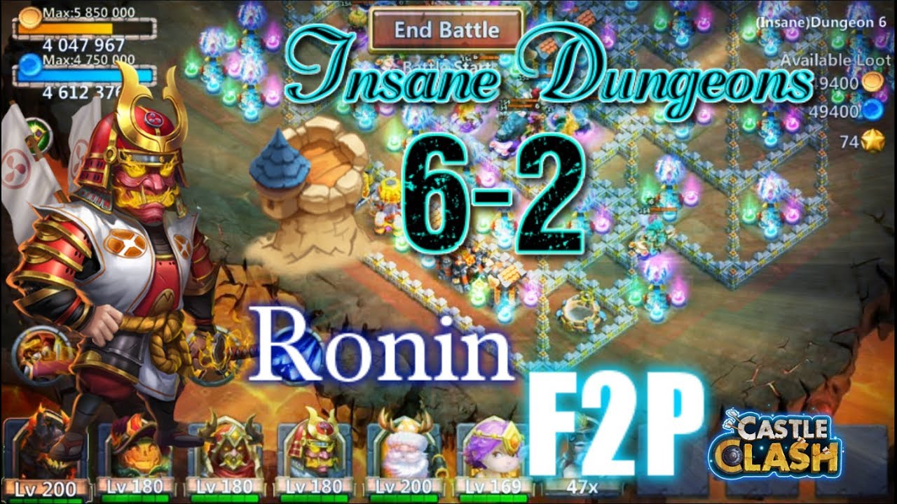 Castle Clash Ronin Insane Dungeon 6-2_Gameplay_ F2P - YouTube