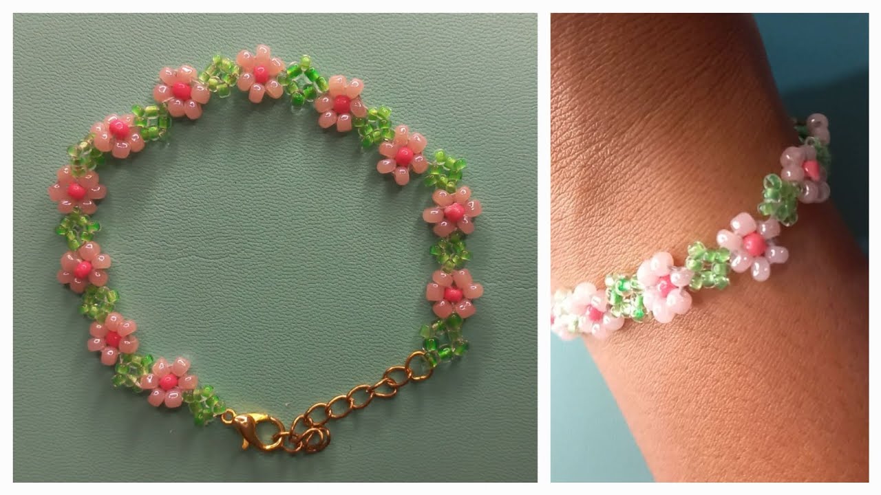 Easy way to make Daisy/Flower Chain Seedbead Bracelet ||Seed beads ...