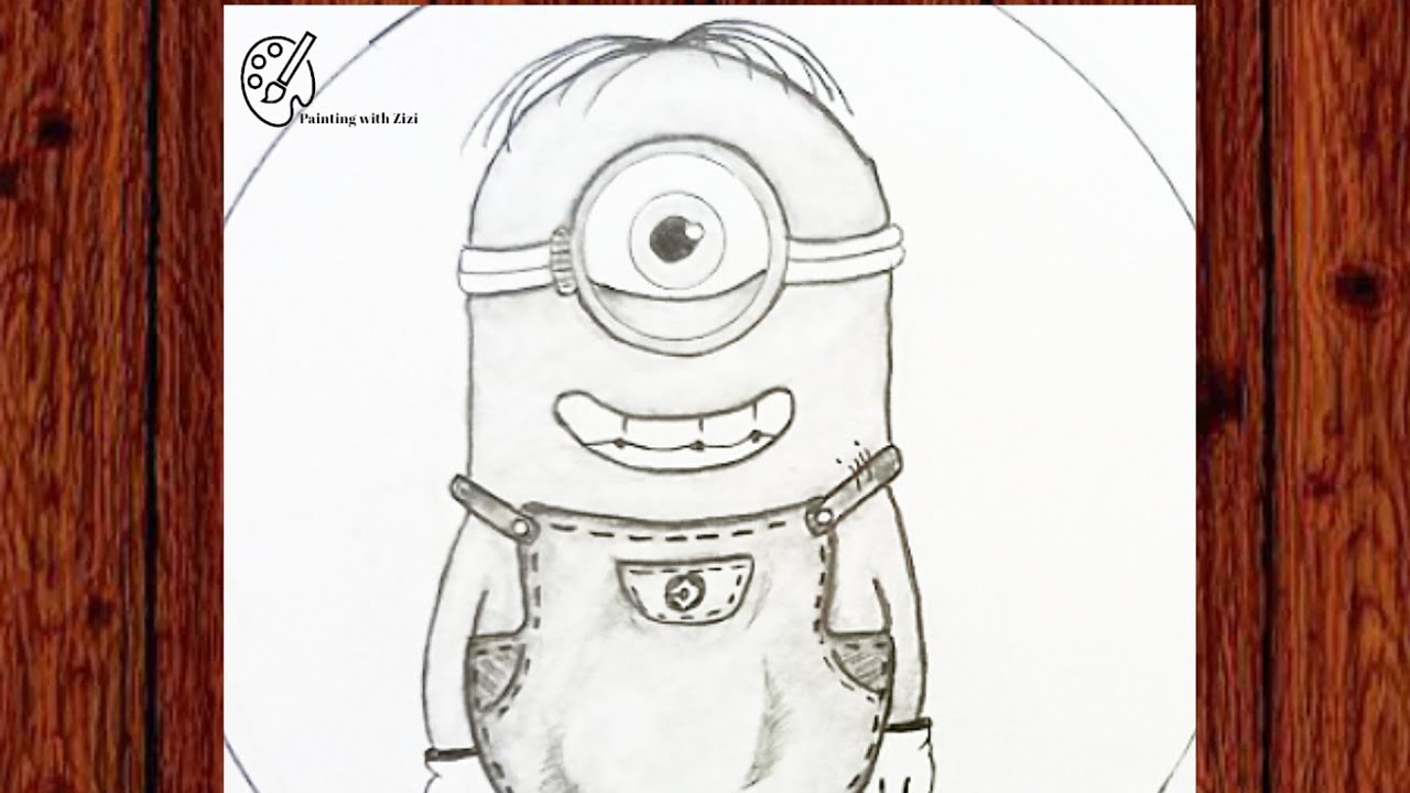 Minion drawing:How to draw a minion with 2 circles - YouTube