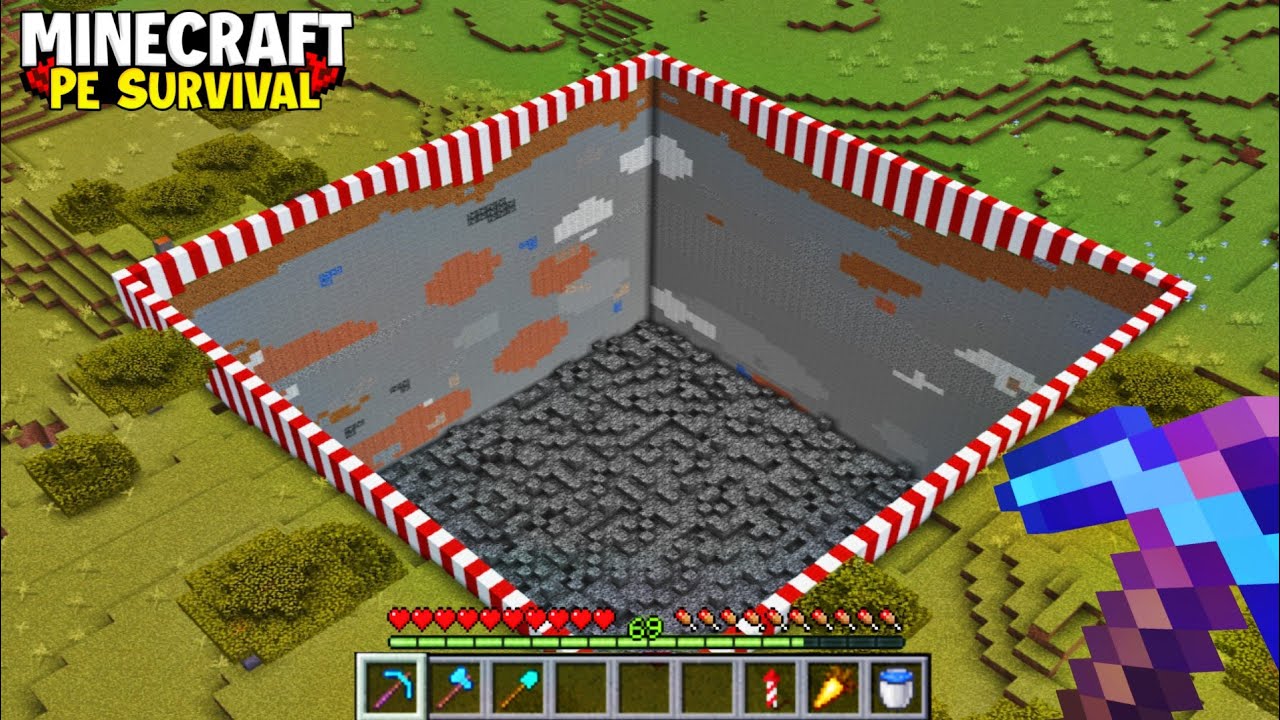 I Mined 300,000 Blocks in Minecraft PE Survival🔥| Mining 50x50 Area In ...