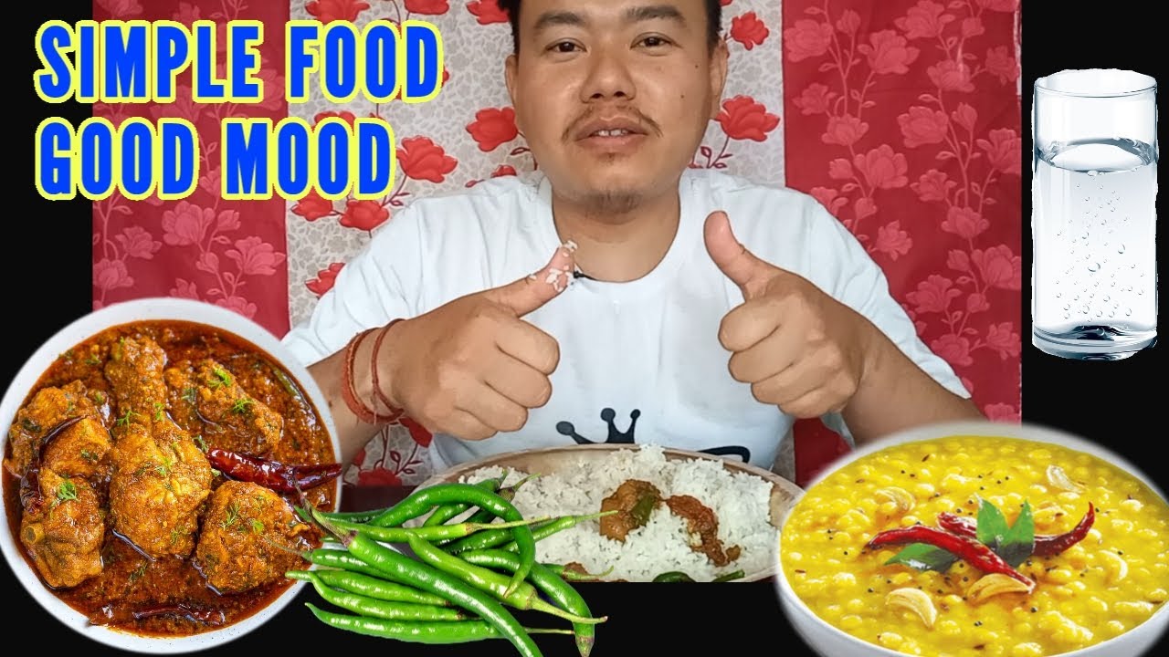 Dal bhat Mukbang chicken masu Nepali style daal bhaat rice asmr spicy ...