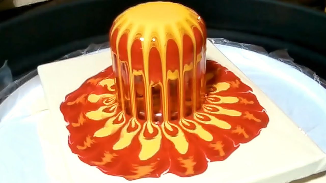 💥Pouring Acrylic Paint Over Glass with Spin Finish🔄 #fluidacrylic - YouTube