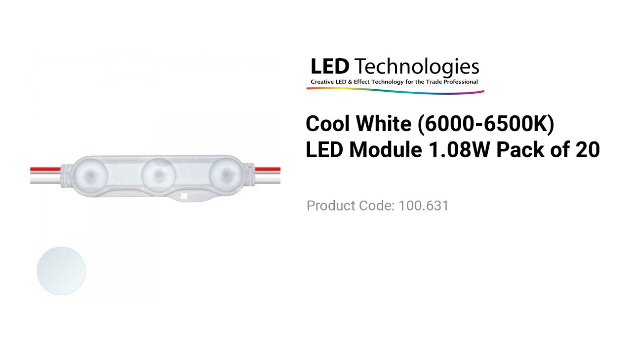 Cool White (6000-6500K) LED Module 1.08W Pack of 20 - YouTube