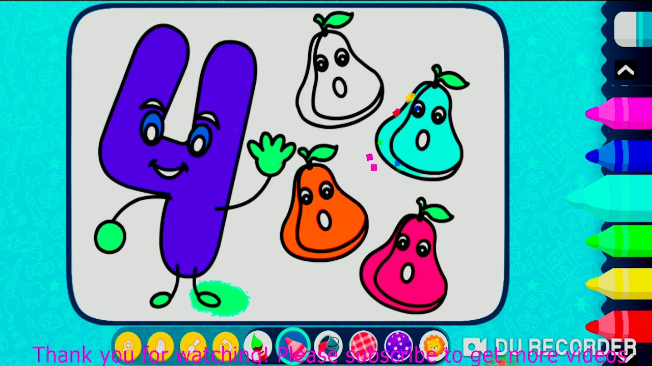 Numbers Coloring 4 , Numbers Coloring For KIds ,coloring , drawings ...