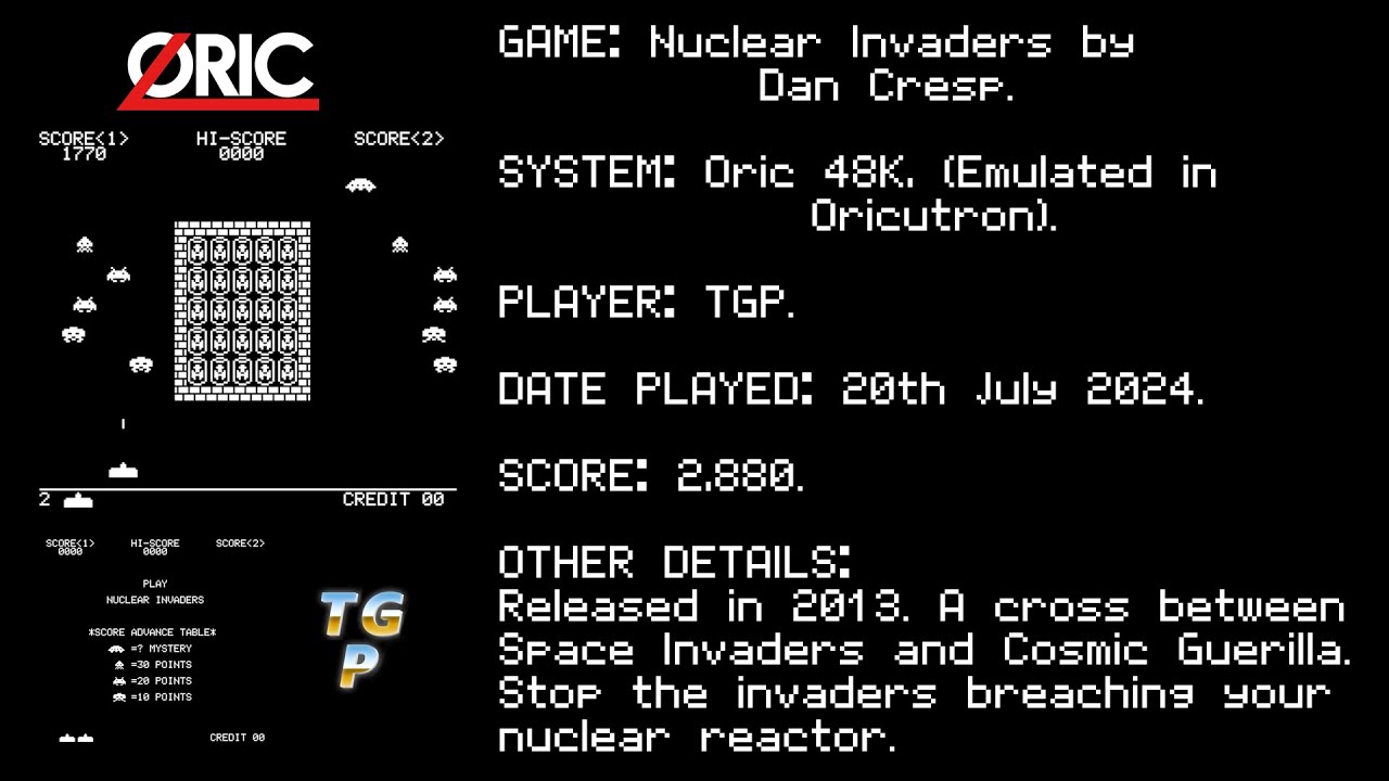 Nuclear Invaders - Dancresp - Oric-1 48K - Emulated (Oricutron) - 2,880 ...