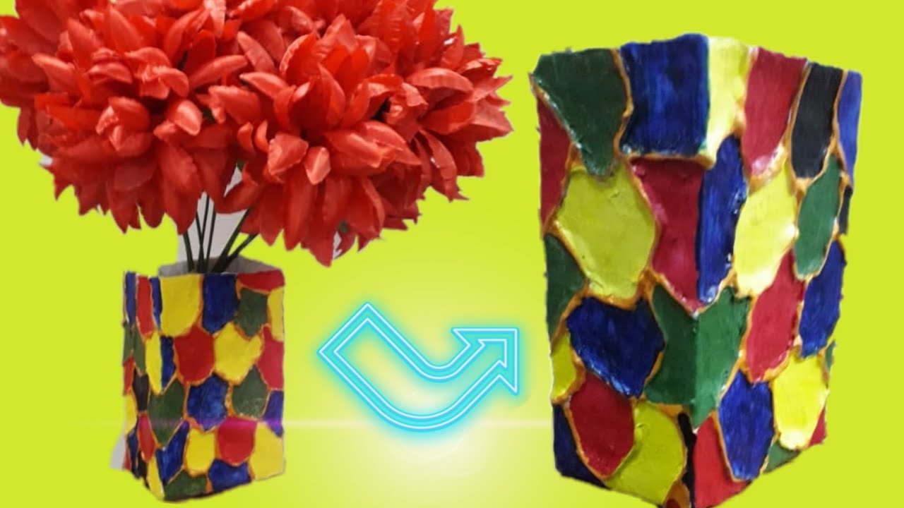 DIY Flower vas from empty boxes | How to make flower vas from empty ...