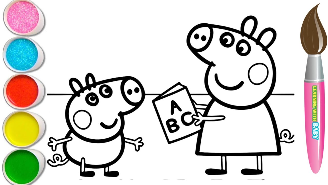 drawing and coloring | peppa pig learning abc - YouTube