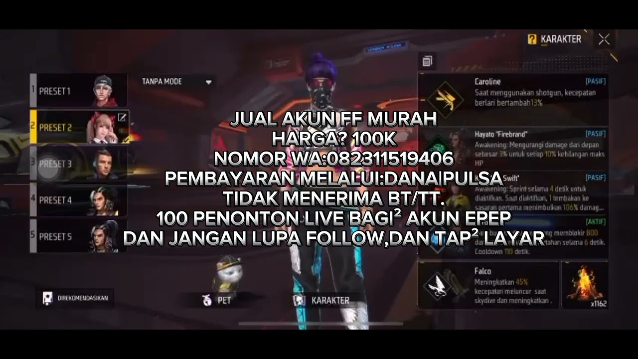 JUAL AKUN FF - YouTube