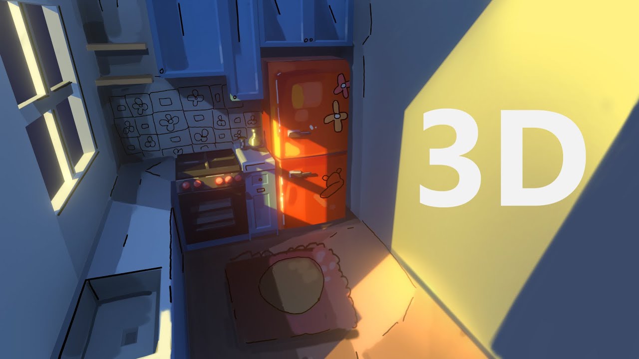 Blender Hand Painting Process - Kitchen Stylized Scene 3D Model - YouTube