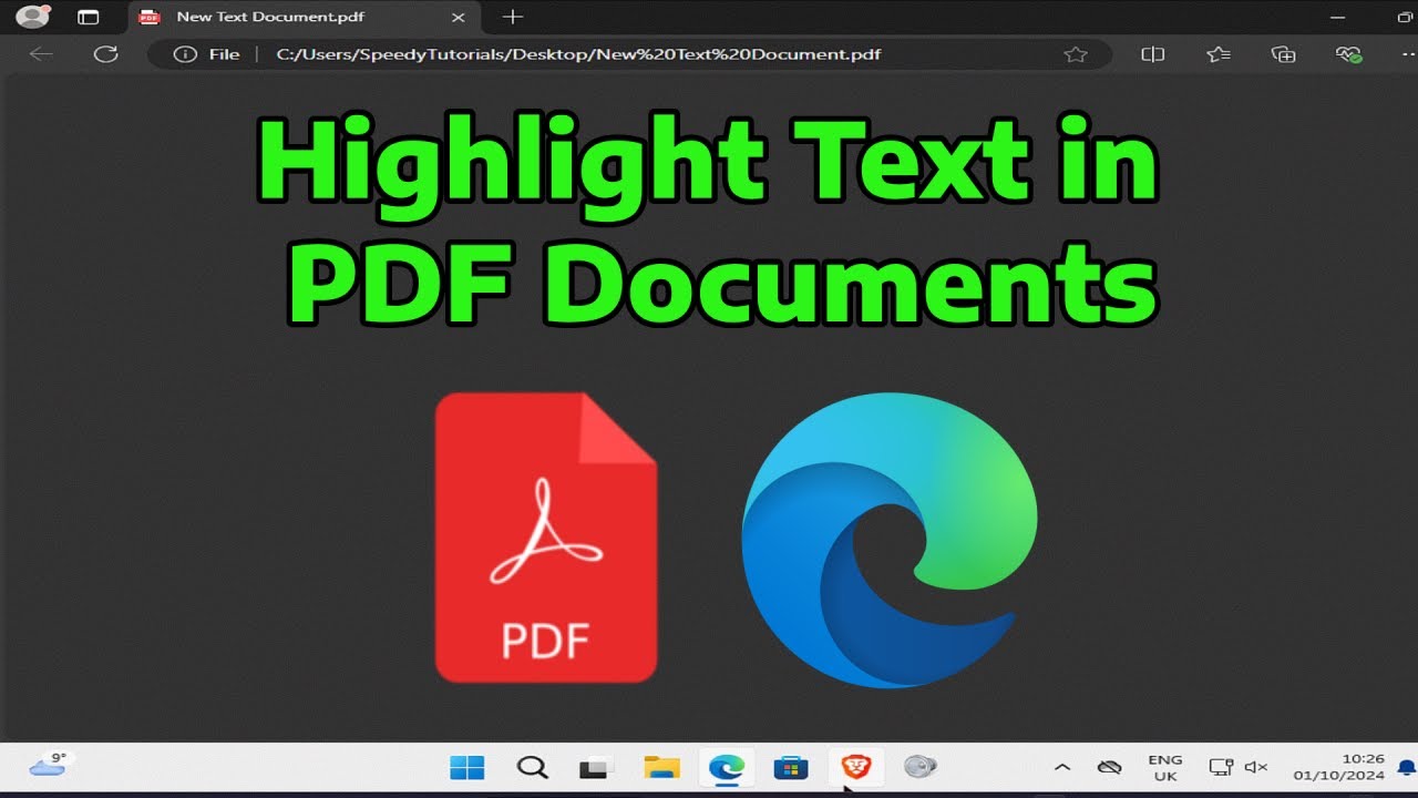 How To Highlight Text in PDF Documents on Microsoft Edge Browser - YouTube