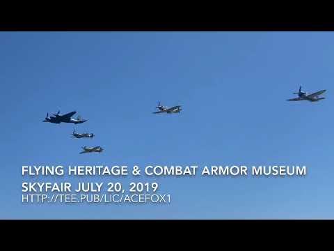 Flying Heritage & Combat Armor Museum 5-plane fly-by at Skyfair 2019 ...