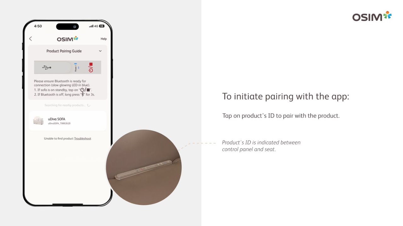 OSIM uDiva SOFA: Pairing With The OSIM Well-Being App - YouTube