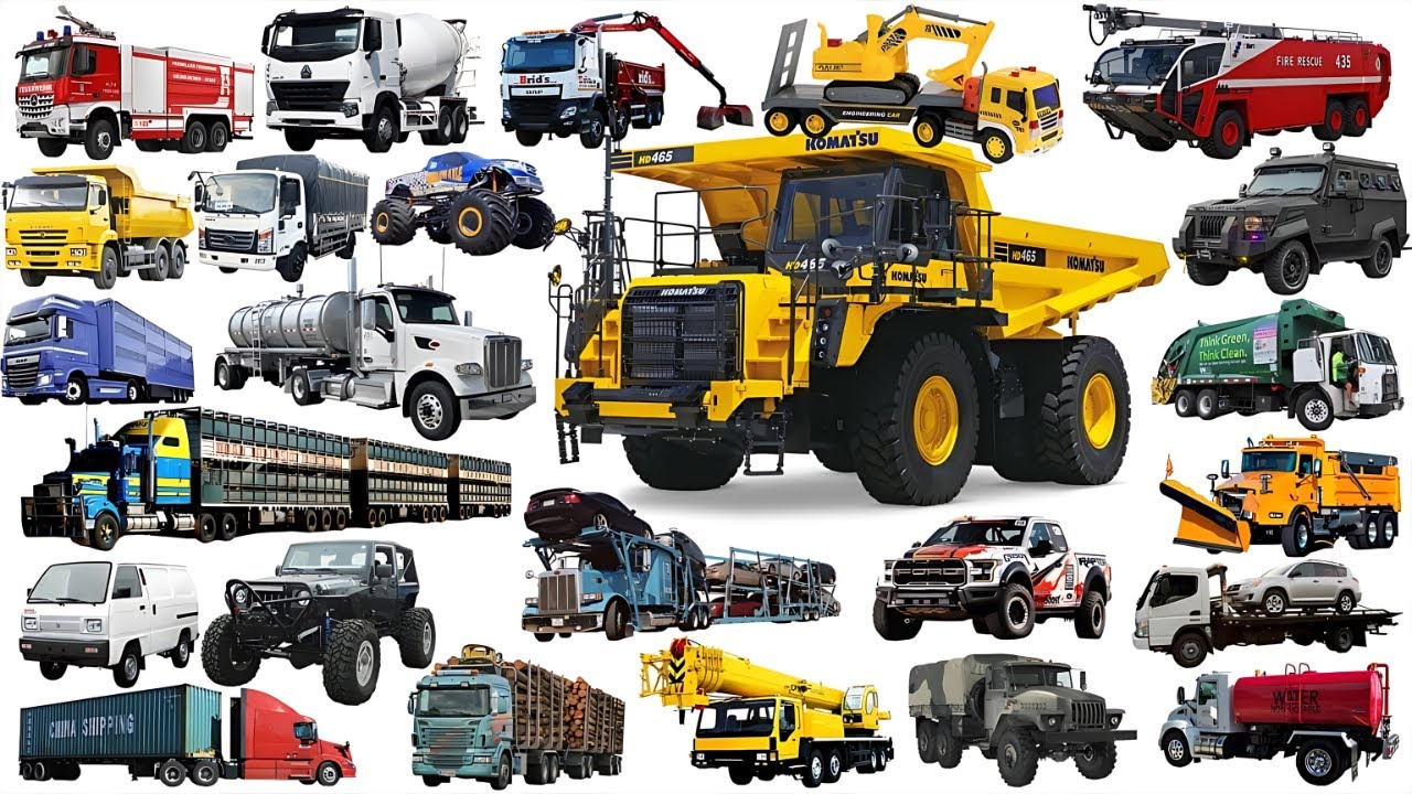 Construction Vehicles Name & Sounds | Dump Truck, Excavator, Bulldozer ...