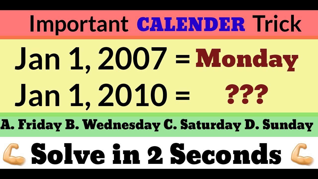 Calender Trick | Maths Shortcut Trick | Competitive Exam Helpful ...