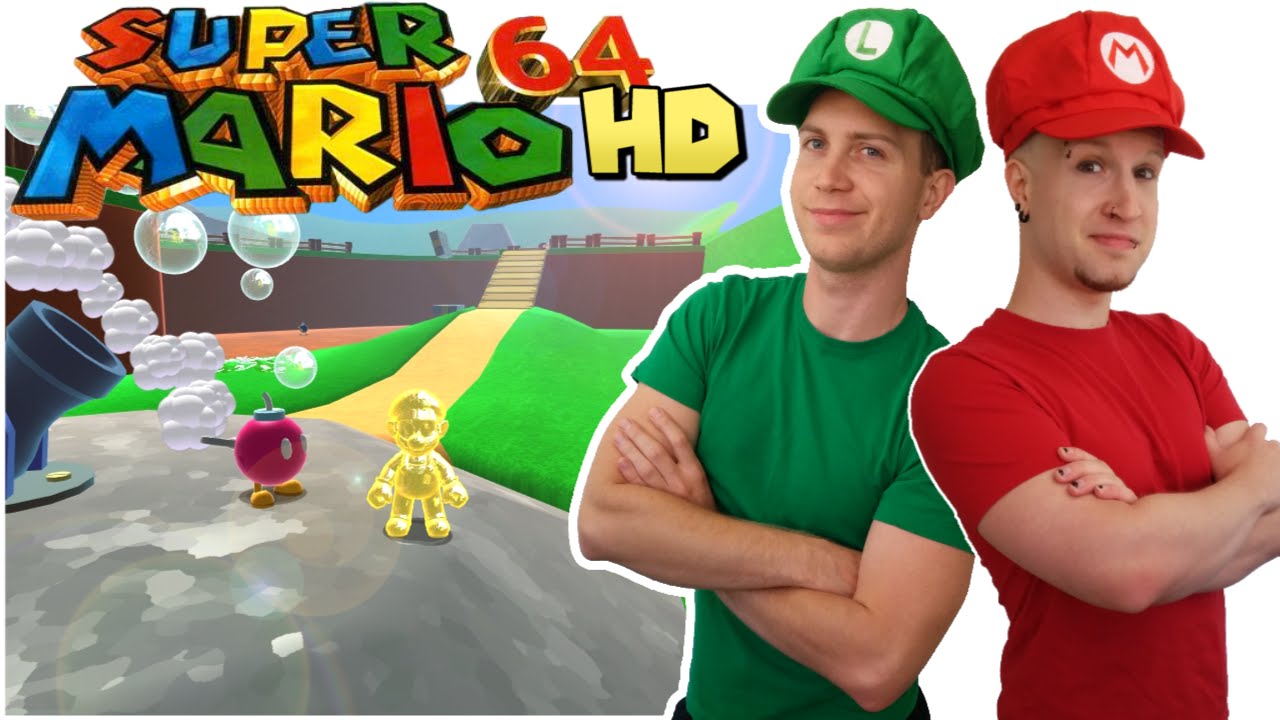 Bros Play Super Mario 64 HD Remake GOLD MARIO!!! Multiplayer - YouTube