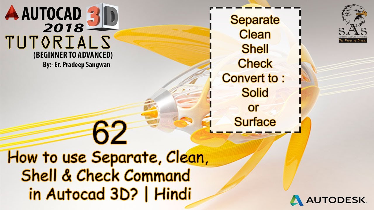 Autocad 3D Tutorial 62: How to use Separate, Clean, Shell & Check ...