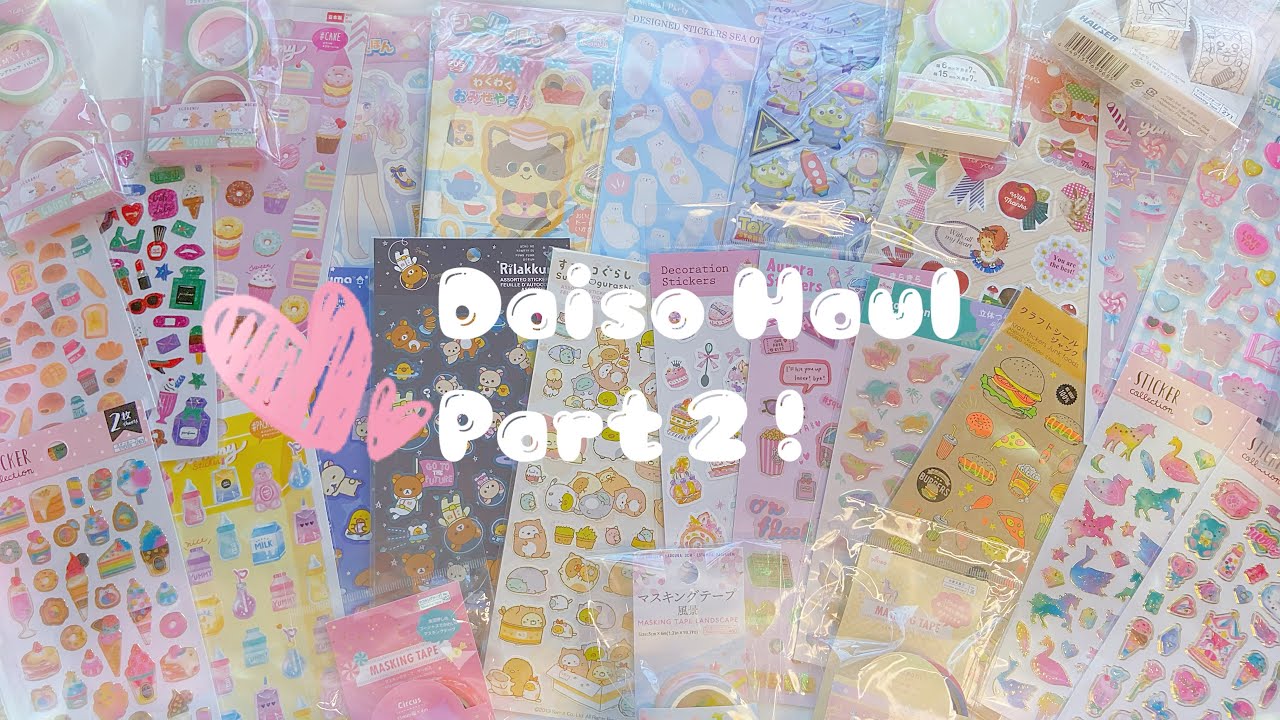 🎀 daiso haul part 2 | kawaii stationery | washi tape | sticker sheets 🎀 ...