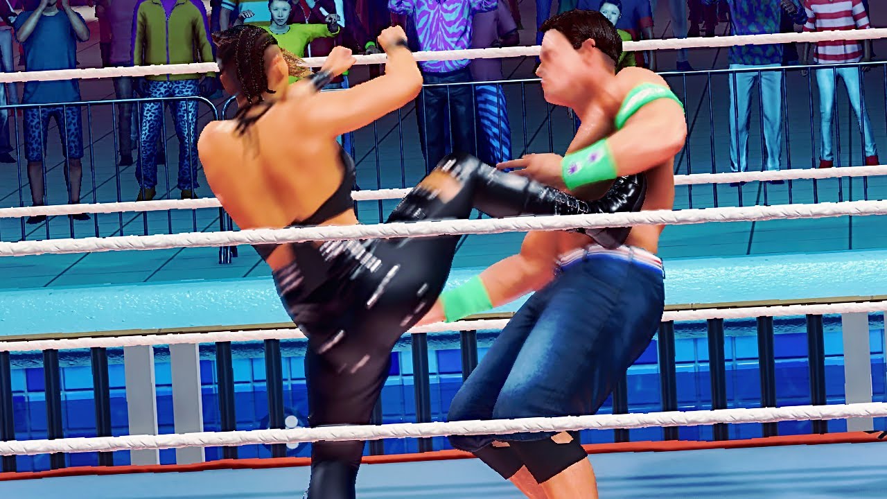 WWE 2K20: Rhea Ripley vs John Cena 2, Intergender wresting - YouTube