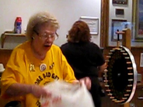 The Meat Raffle Lady in Action - YouTube