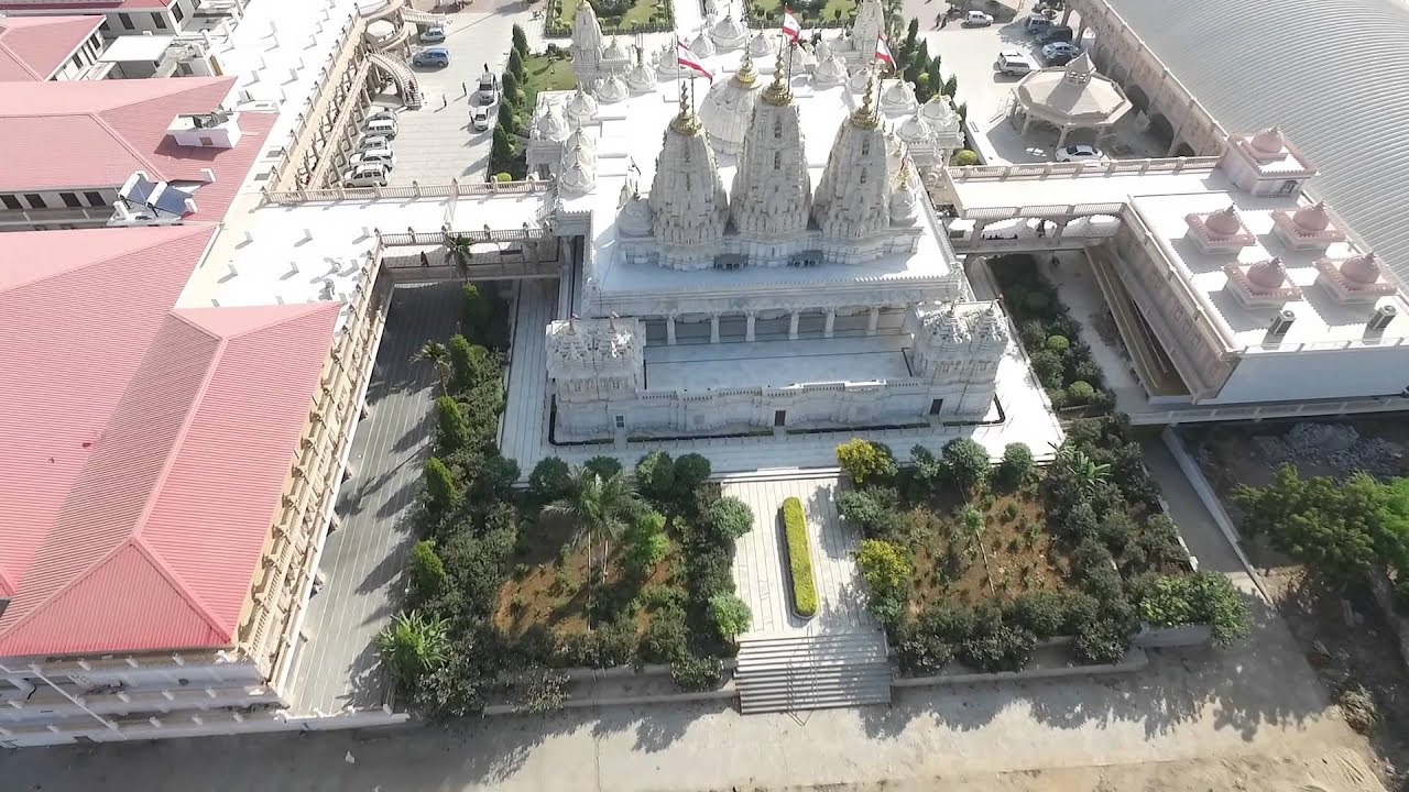 SWAMINARAYAN TEMPLE BHUJ. BIRDS EYE VIEW. FILMED BY PRAVIN NARDANI ...